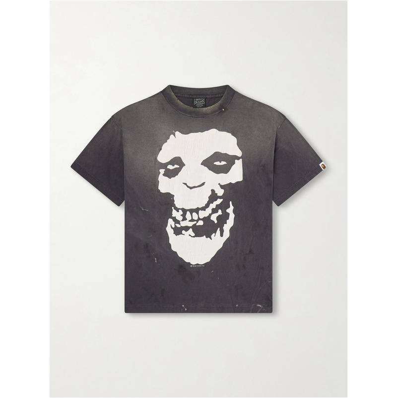 SAINT MXXXXXX 男士 FW26 T恤 + BAPE® 磨破印花棉针织