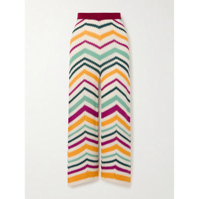 La DoubleJ 女士 SS24 长裤 条纹钩花棉质长裤