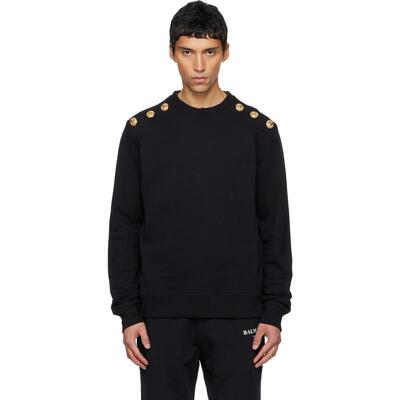 Balmain 巴尔曼 男士 卫衣 黑色 Chain Lion Buttons 套头衫