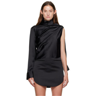 Courrèges 古未界 女士 上衣 黑色 Off-Shoulder Satin 上装