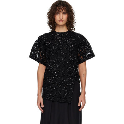 Junya Watanabe 渡边淳弥 女士 T恤 黑色 Floral Sequins Pointed
