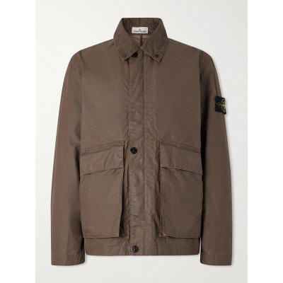 Stone Island 石头岛 男士 夹克 Logo-Appliquéd 蜡帆布宽身束腰
