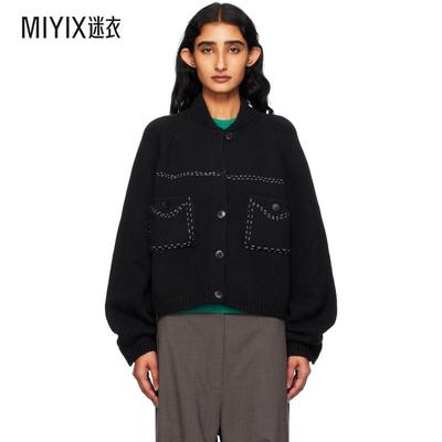 CORDERA 女款黑色 Merino Wool Stitched 开衫 迷衣时尚