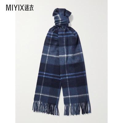 Johnstons Of Elgin 男款流苏格纹羊绒围巾 迷衣时尚