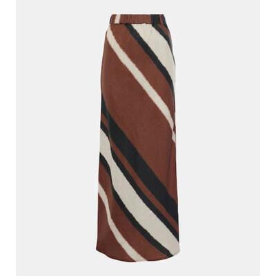 Faithfull the Brand 女士 超长裙 Dalicenca 条纹亚麻长款半身裙