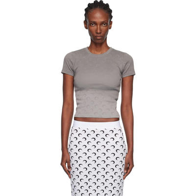 Marine Serre 女士 T恤 灰色 Faded Moon Jersey Baby Fit