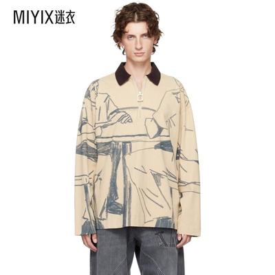 J.W. Anderson 男款驼色 Printed Rugby Polo 衫 迷衣时尚