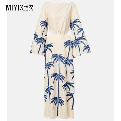 Johanna Ortiz 女款Journey 刺绣剪口中长连衣裙 迷衣时尚