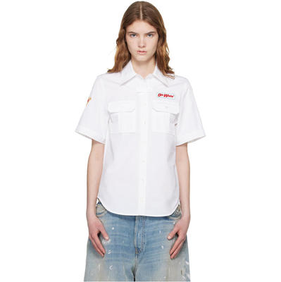 Off-White 女士 衬衫 白色 Popeline Short Sleeve Fitted