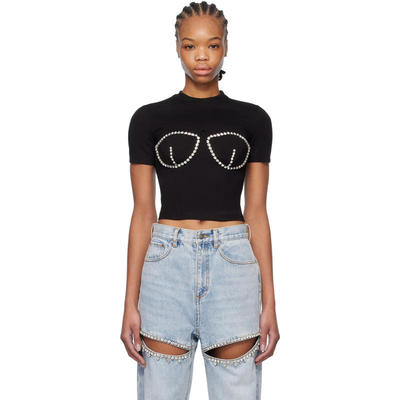 AREA 女士 T恤 黑色 Crystal Bustier Cup T 恤