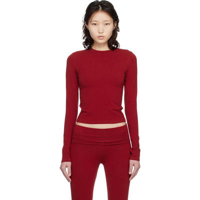 SKIMS 女士 T恤 红色 Cotton Jersey 长袖