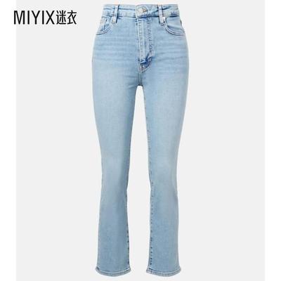 FRAME 女款铅笔短款高腰直筒牛仔裤 迷衣时尚