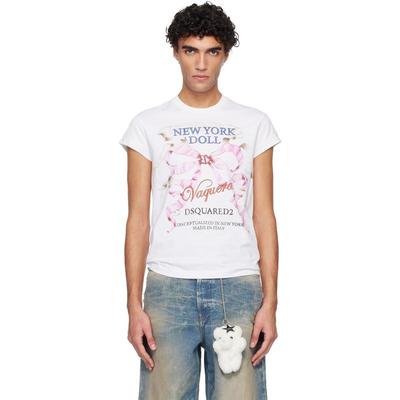 DSquared2 男士 FW25 T恤 白色 Vaquera 联名 Cup Sleeves T 恤