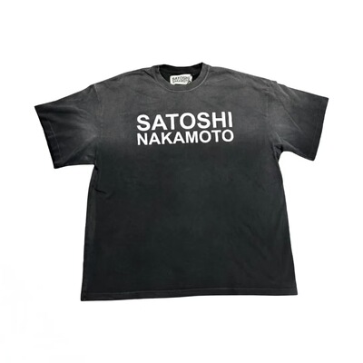 SATOSHI NAKAMOTO 26SS 印花图案洗水做旧短袖T恤