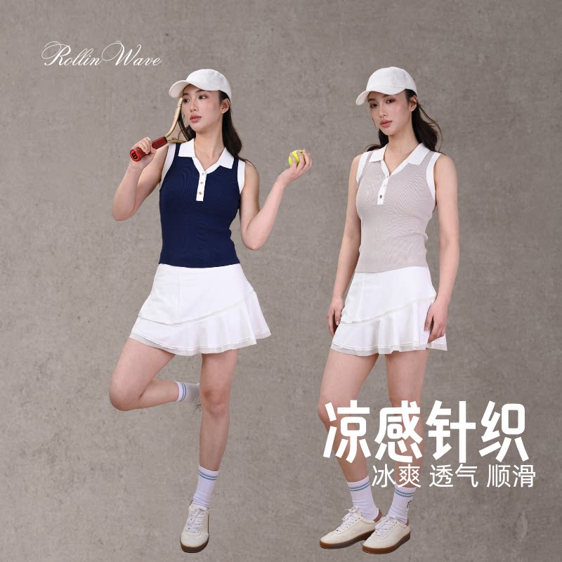 RW041度假「凉感伊力特老钱针织polo」运动休闲上衣网球风上衣