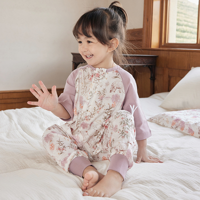 721星球婴幼儿睡袋夏季双层纱布薄款七K分袖儿童分腿宝宝防踢被