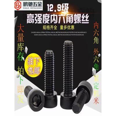 鹏驰五金全牙M20/EG12.9级内六角螺丝*30/35/40/45/50/55/60/6570