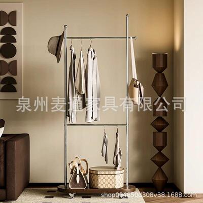025新款2挂衣年架胡桃木衣卧帽架SL24050室挂衣架家用服装架