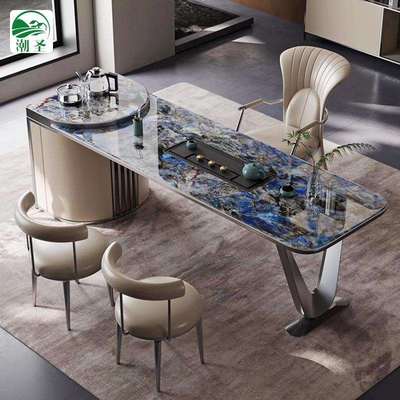 意式极简茶桌椅组合现代简约轻奢石岩板高级感办公室家用别墅茶台