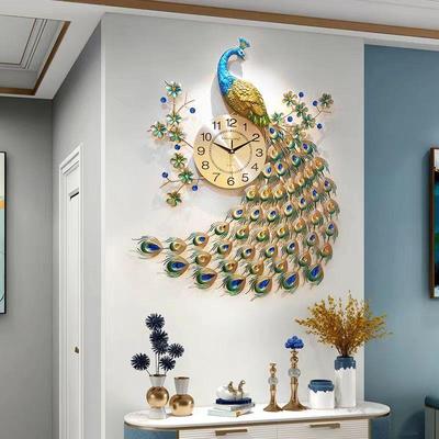 孔雀现创钟表挂钟客8816厅意时尚时钟代简大气挂约表家用静音石英