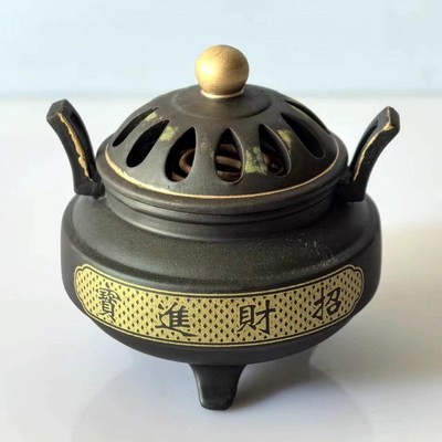 速发紫香熏香香双耳盘香炉檀香炉香插香夹陶瓷炉炉瑜伽砂道家居摆