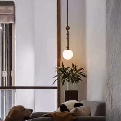 美式中古实木床头吊灯法式复古单头卧室吊线灯南洋书房吧台过道灯