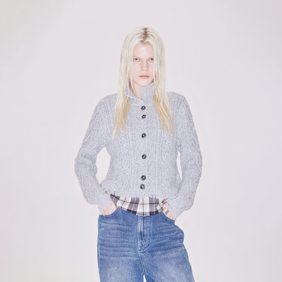 RURE格纹拼接毛衣针织衫