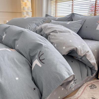 纯棉四件套全棉上斜纹单人999999床单被枕套学件生宿舍三套套床用