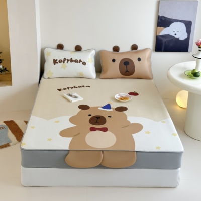 冰丝席A类900D大版高端卡通凉席空调席可水洗卡皮巴拉夏凉床笠款