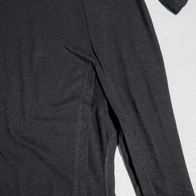 欧美夏季不对称白色修身打底衫显瘦上衣开叉t恤潮女中长款舞蹈服