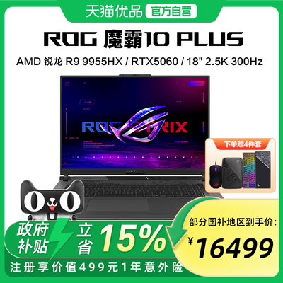 ROG 魔霸10 Plus 锐龙R9 9955HX RTX5060显卡18英寸2.5K星云屏300Hz刷新率电竞游戏笔记本电脑玩家国度