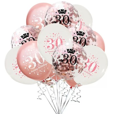 新品Pink Rose Gold Birthday Decoration Balloons Happy ZBirth