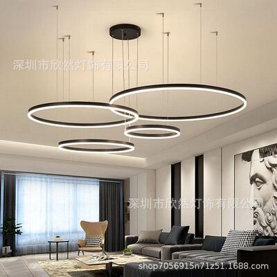 环形圆圈吊灯客厅餐厅主灯现代简约创意个性家装2025新款中山灯具