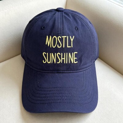 水洗做旧软顶棒球帽女MOSTLY SUNSHINE 字母刺绣鸭舌帽百搭显脸小