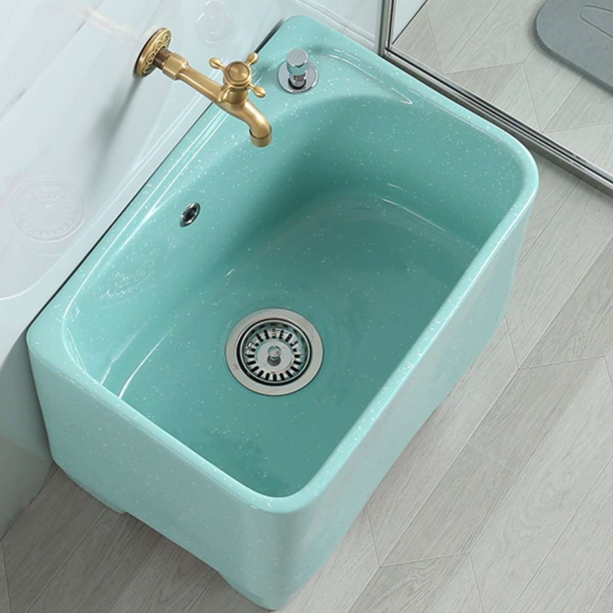 彩色复陶瓷拖把池家用大ZXV号带水地拖桶阳台脚卫生间落地古式洗