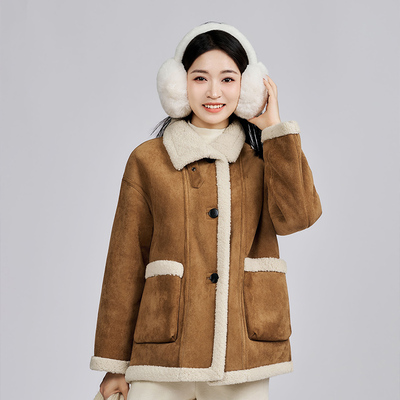 小个子新款洋气正反两穿麂皮外套