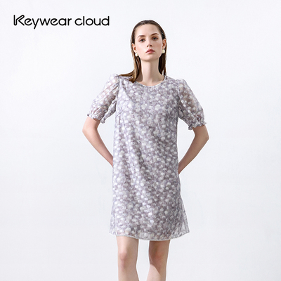 Keywearcloud奇威夏季新款裙子礼服圆领修身气质连身裙长裙连衣裙