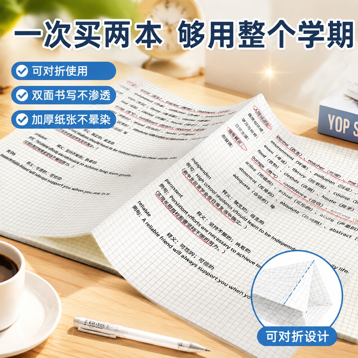 a3大尺寸美式拍纸本可撕高颜值ins风草稿本横线笔记纸空白黄色学生考研演算试卷型单字纸思维导图草稿纸