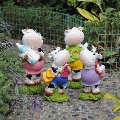 庭卡通NUA仿真动物奶牛玻璃钢雕塑景坪区院草花缸装饰落地树脂摆