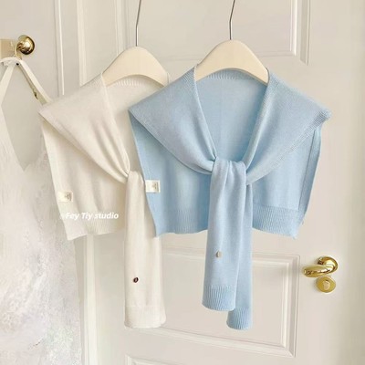 春秋针织披肩围巾两用亲肤外搭