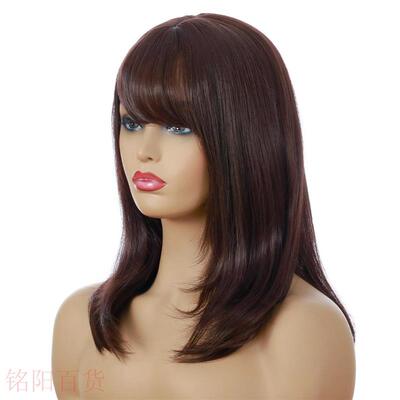 新品New Wig Eurkopean and n women fashion oblique bangs shor