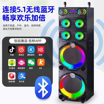 Double 12 inches显示屏移动插卡炫彩互联话筒Party speaker外贸