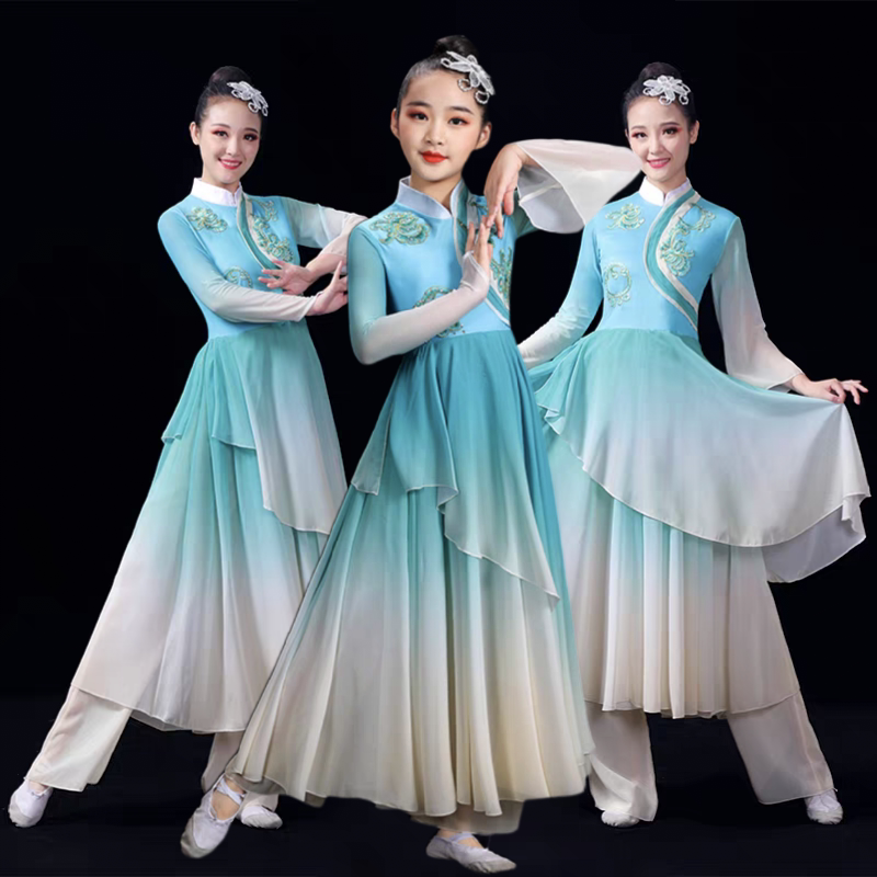 2026新款儿童春季中国风古典舞演出服飘逸长裙古筝少儿伞舞团扇舞