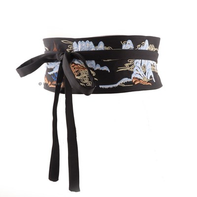 时尚百搭女士外搭叠穿云系仙境刺绣系带宽腰封配连衣裙Z装饰布腰