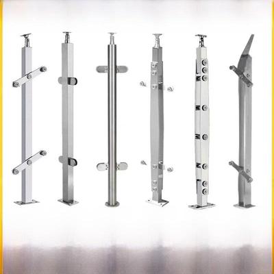 304不锈钢定制室内外玻璃栏杆护栏楼梯扶手阳台工程鱼口夹柱