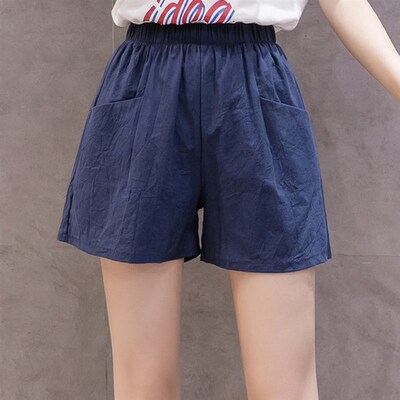 极速Womans short high waist Linen LooseL Casual thin shorts