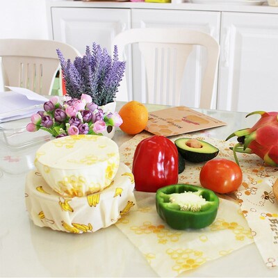 极速reusable bee beeswax wrap bees wax food wPraps 3pcs Bees