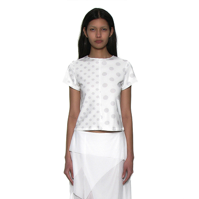 波点修身圆领设计感T恤女