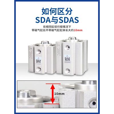 星辰气动薄型气缸SDAS12/16/20/25/32/40/50/63/80-10/20/305075S