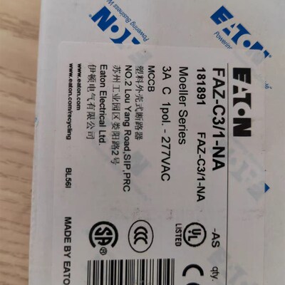 伊顿穆勒FAZ-C3/1-NA高分断出口北美微型断路器UL489 CSA认证齐全